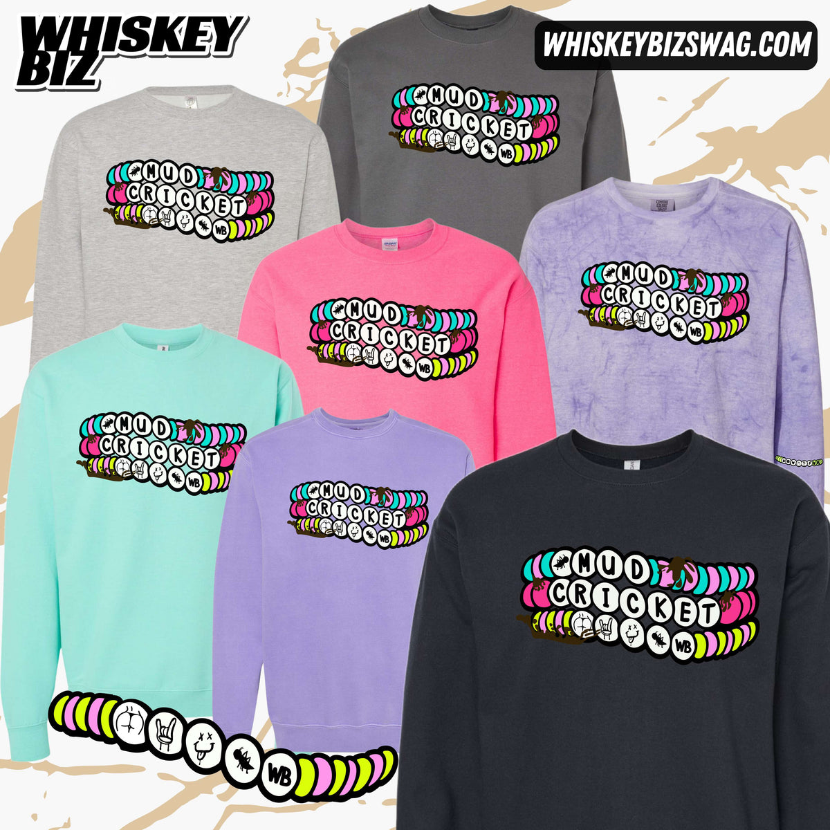Whiskey Biz - Mud Cricket - Bracelet Sweatshirt