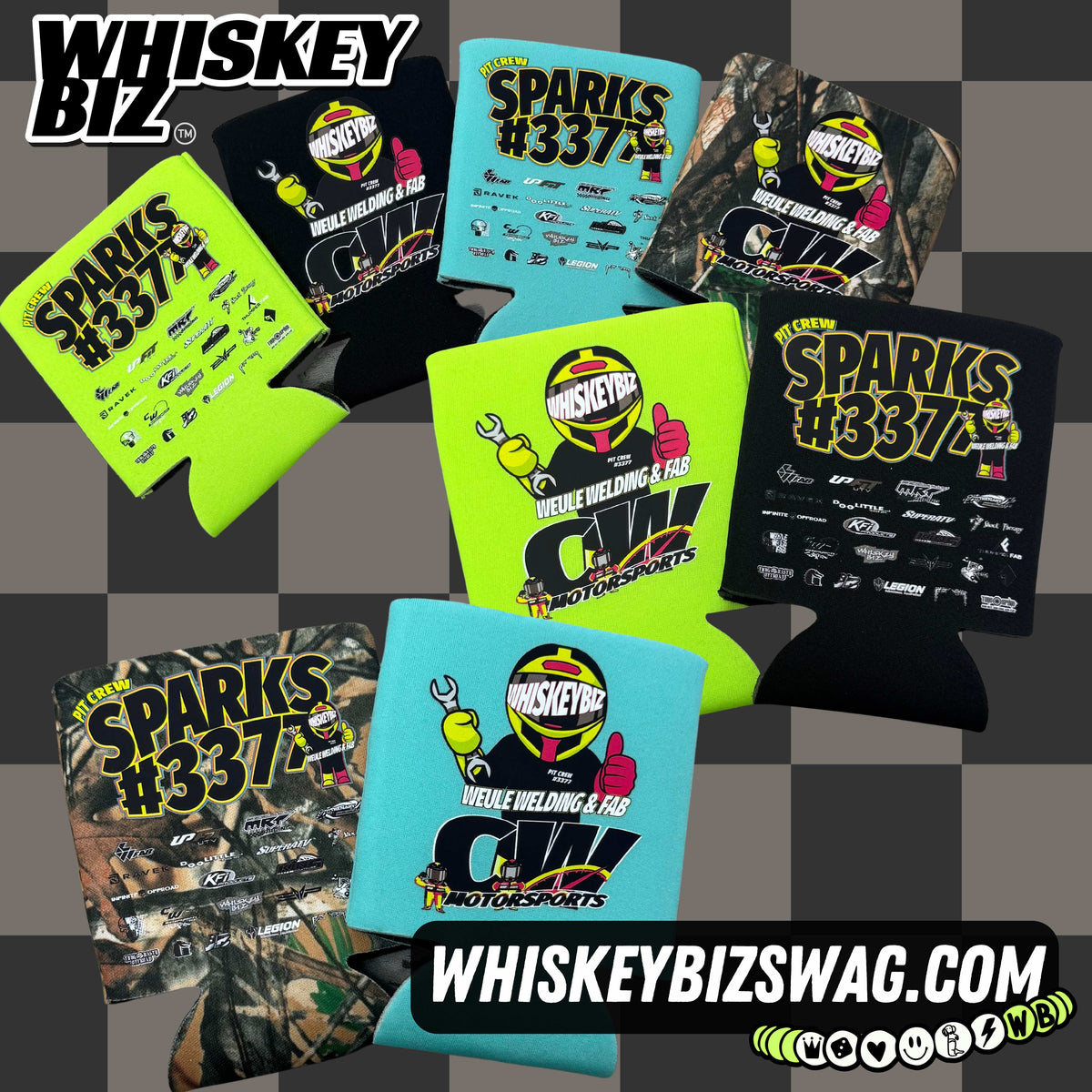 Whiskey Biz Racer Collab Can Holders