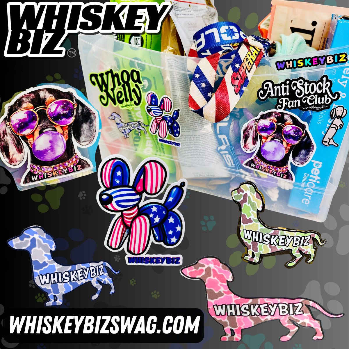 Whiskey Biz - USA Pup - UV Sticker