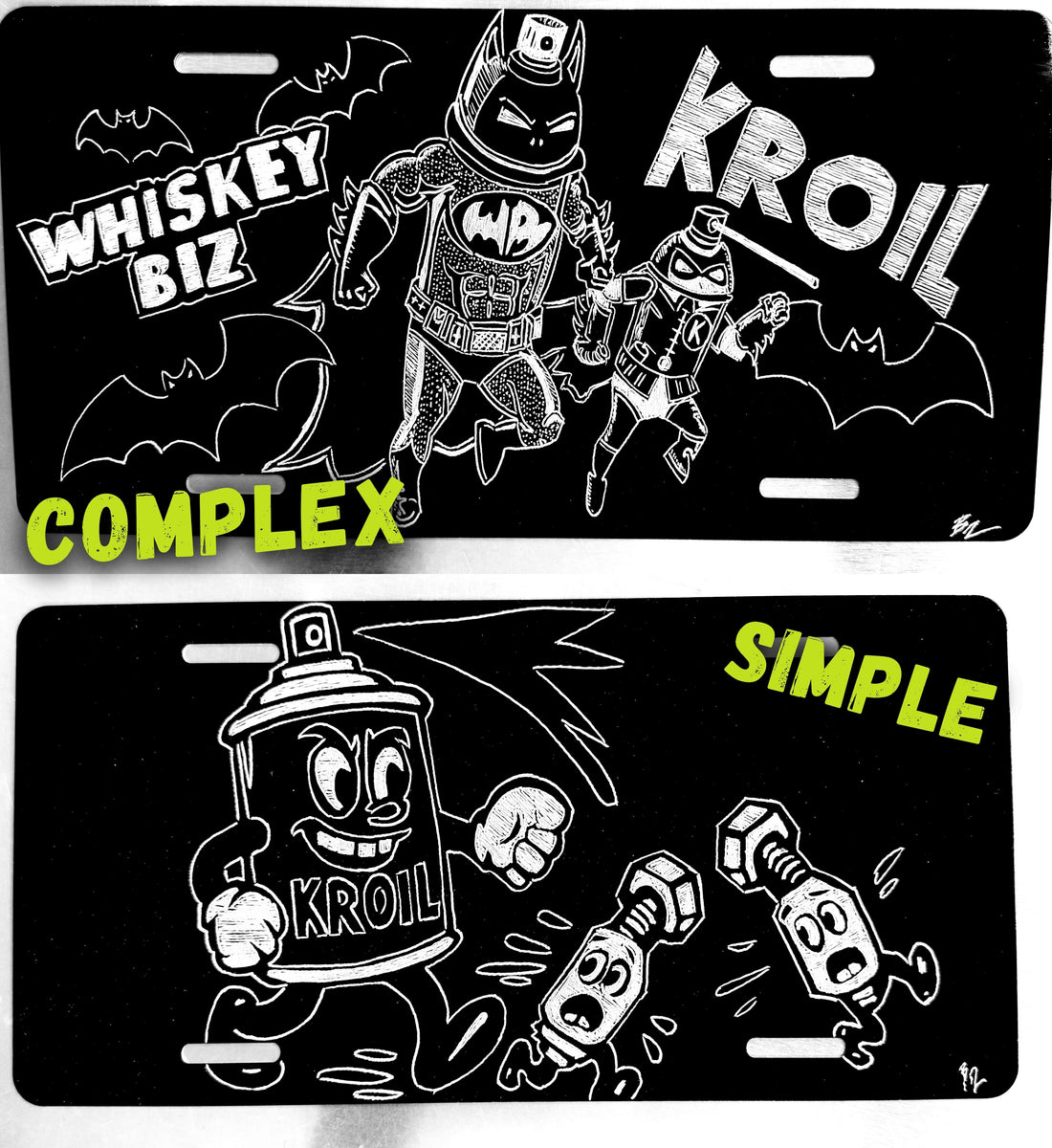 Whiskey Biz - Complex Engraving License Plate