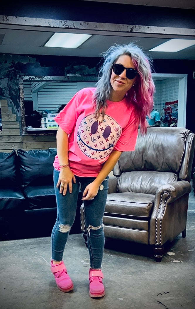 Whiskey Biz - Pink WB Smile Tee